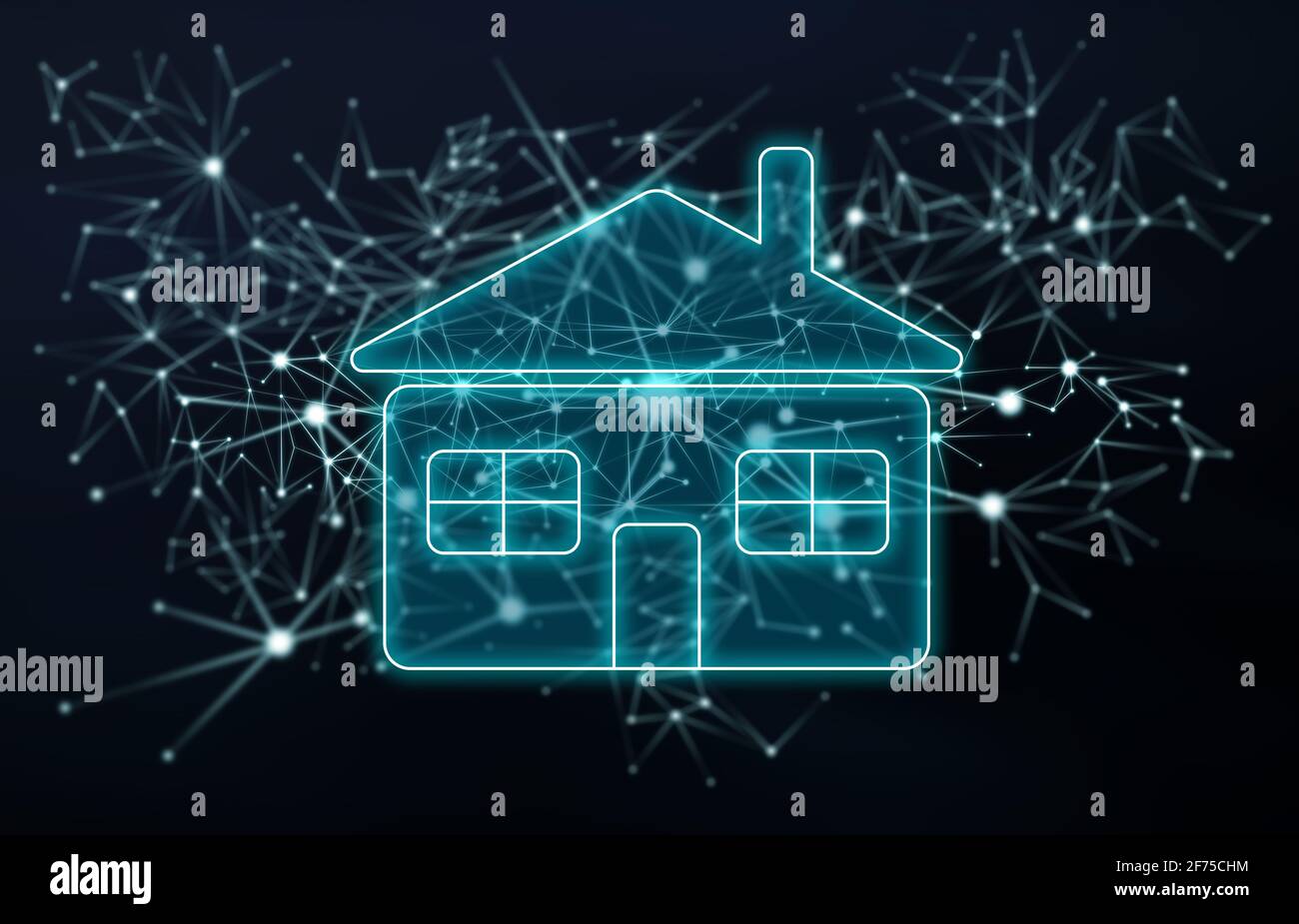 Smart home concept on network background Stock Photo - Alamy
