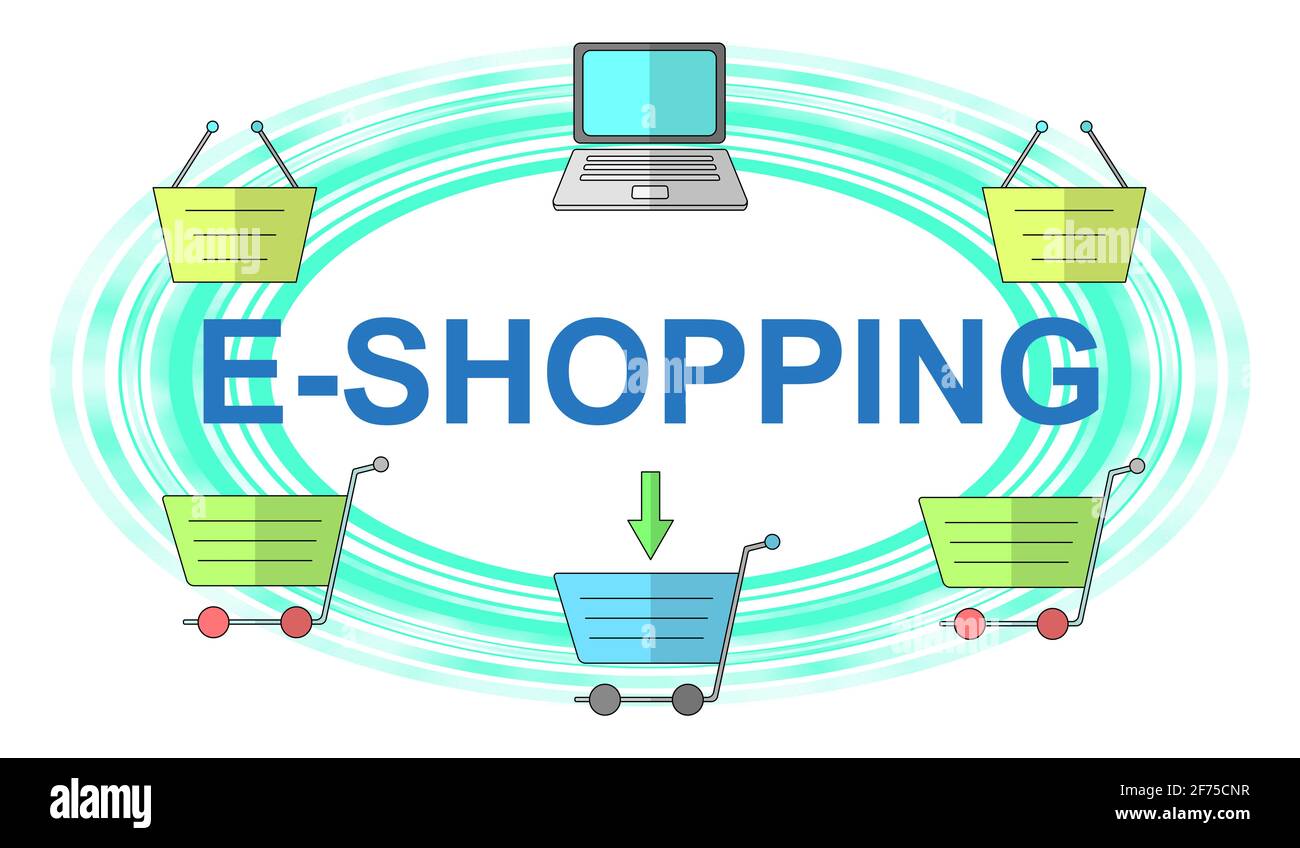 Illustration of an e-shopping concept Stock Photo - Alamy