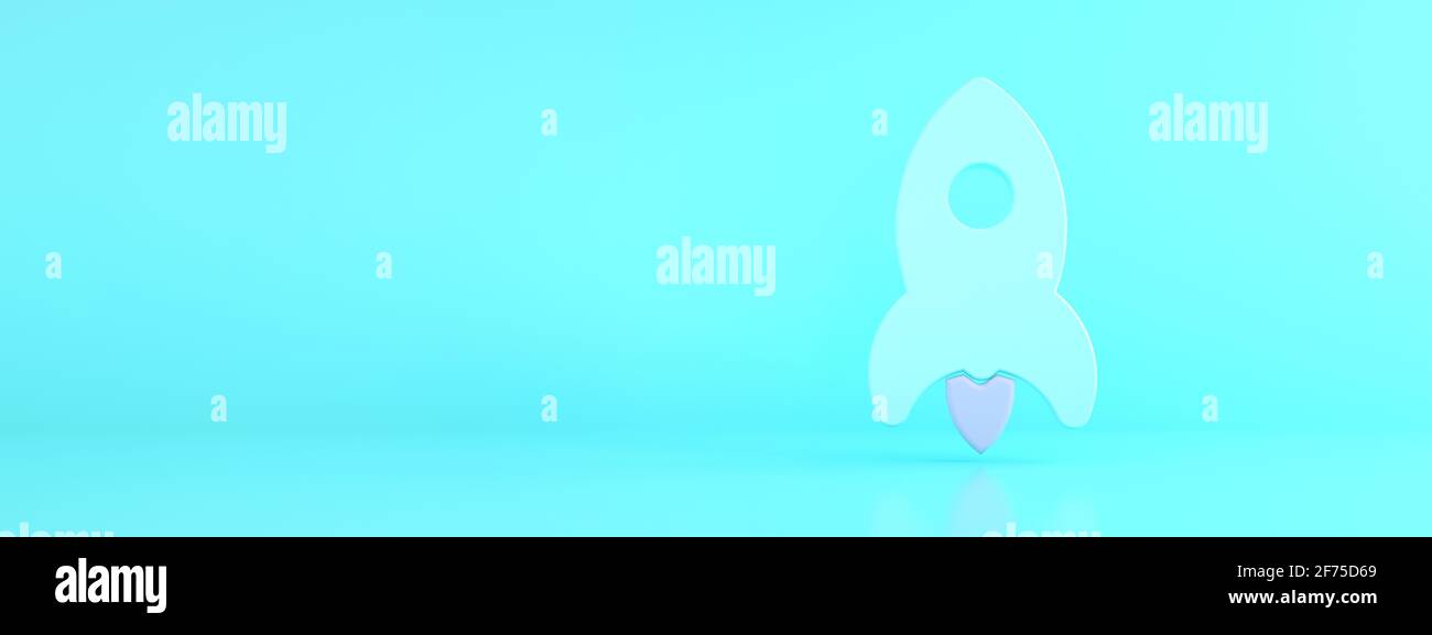 rocket over blue background, startup business concept, 3d render ...