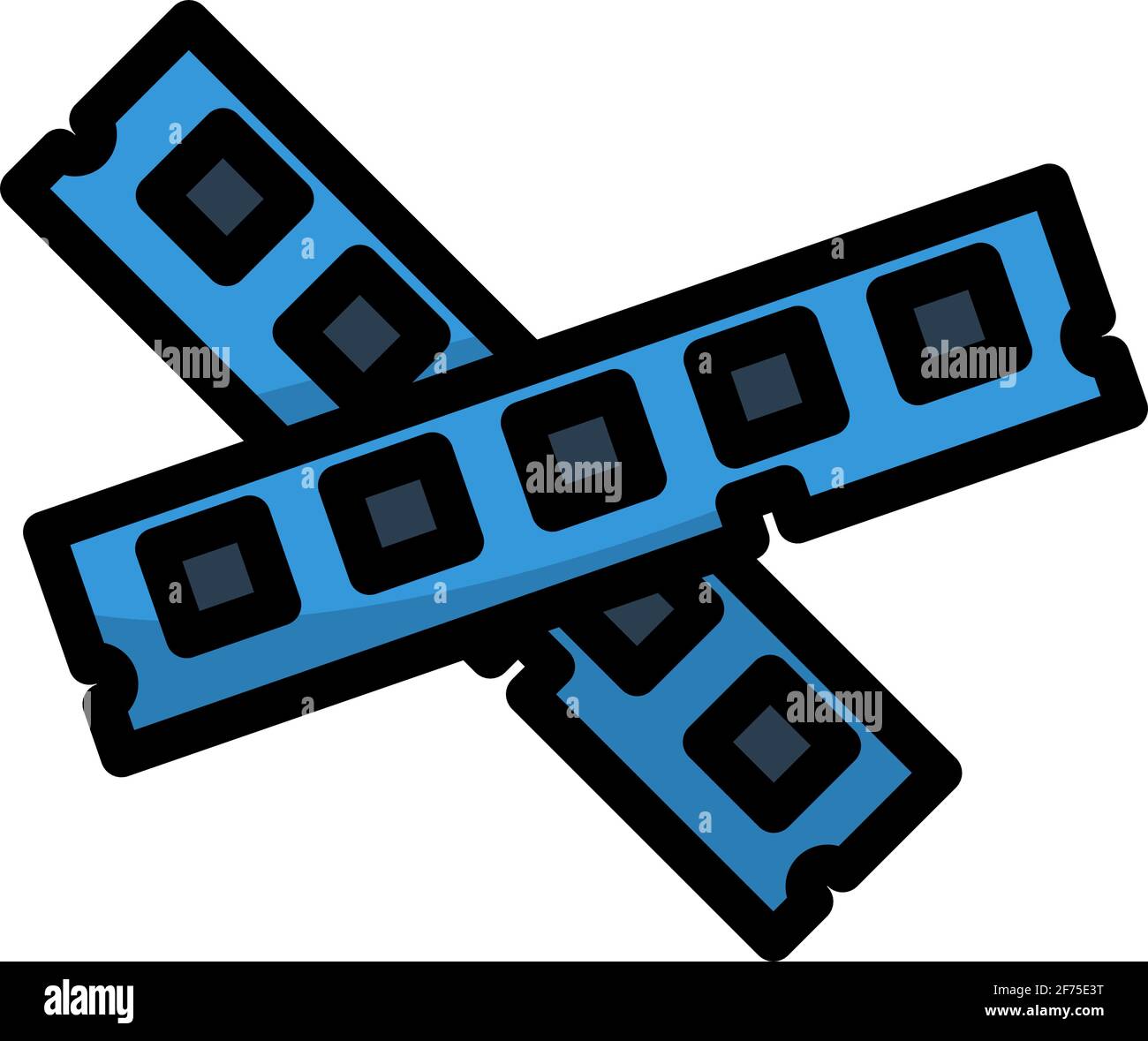 Computer Memory Icon. Editable Bold Outline With Color Fill Design ...