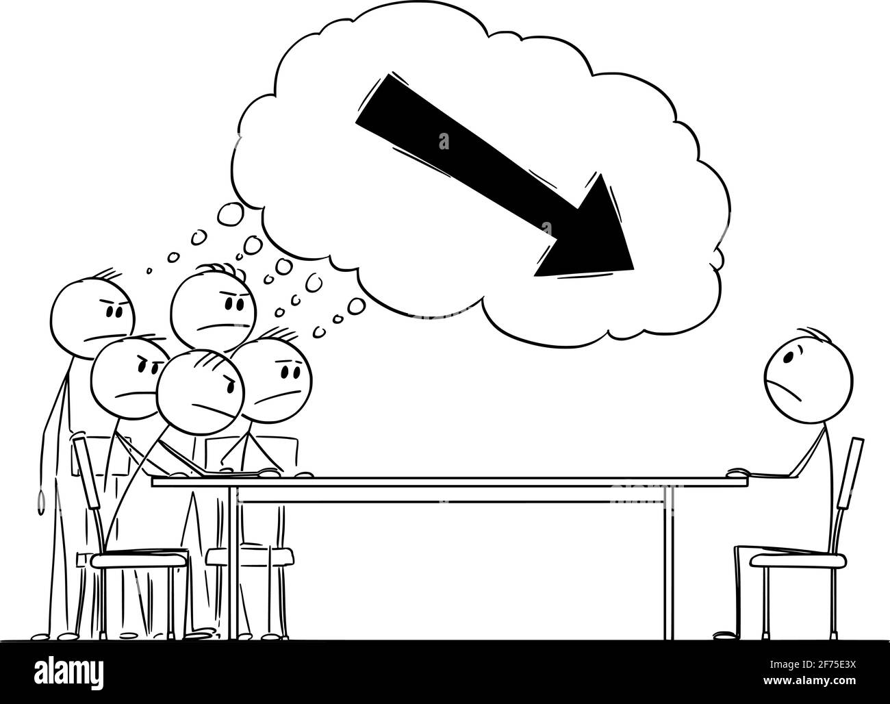 Group of People or Colleagues Blaming Individual, Vector Cartoon Stick ...