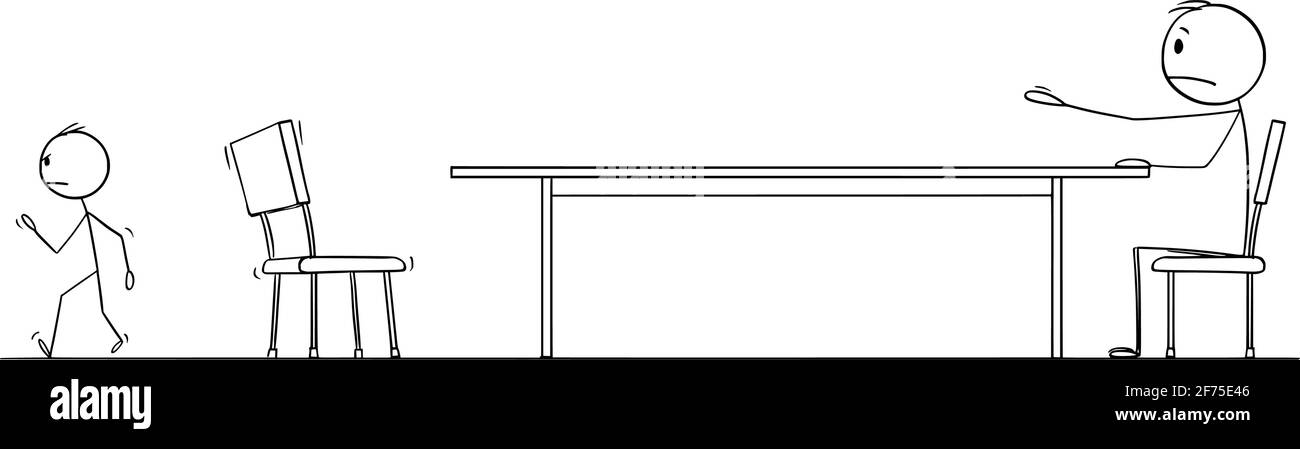 Man Leaving Negotiation or Interview. Difference and Barrier. Vector ...