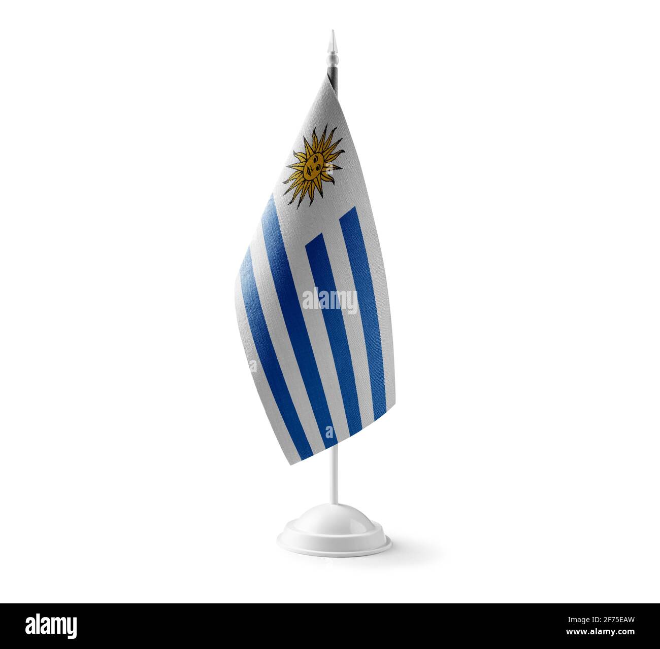 Small national flag of the Uruguay on a white background Stock Photo ...