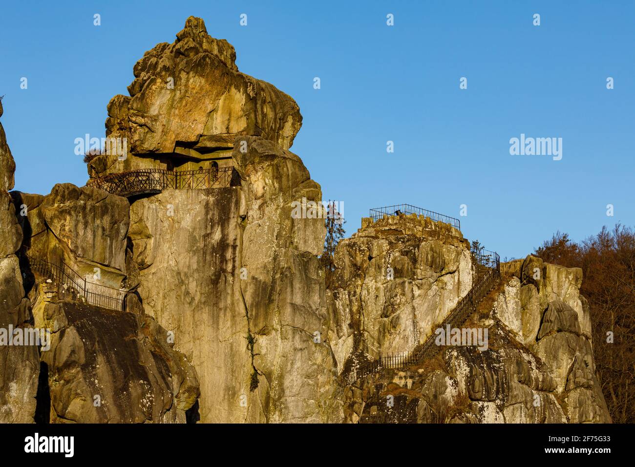 The Externsteine rock formation in the Teuteburg Forest in Germany ...