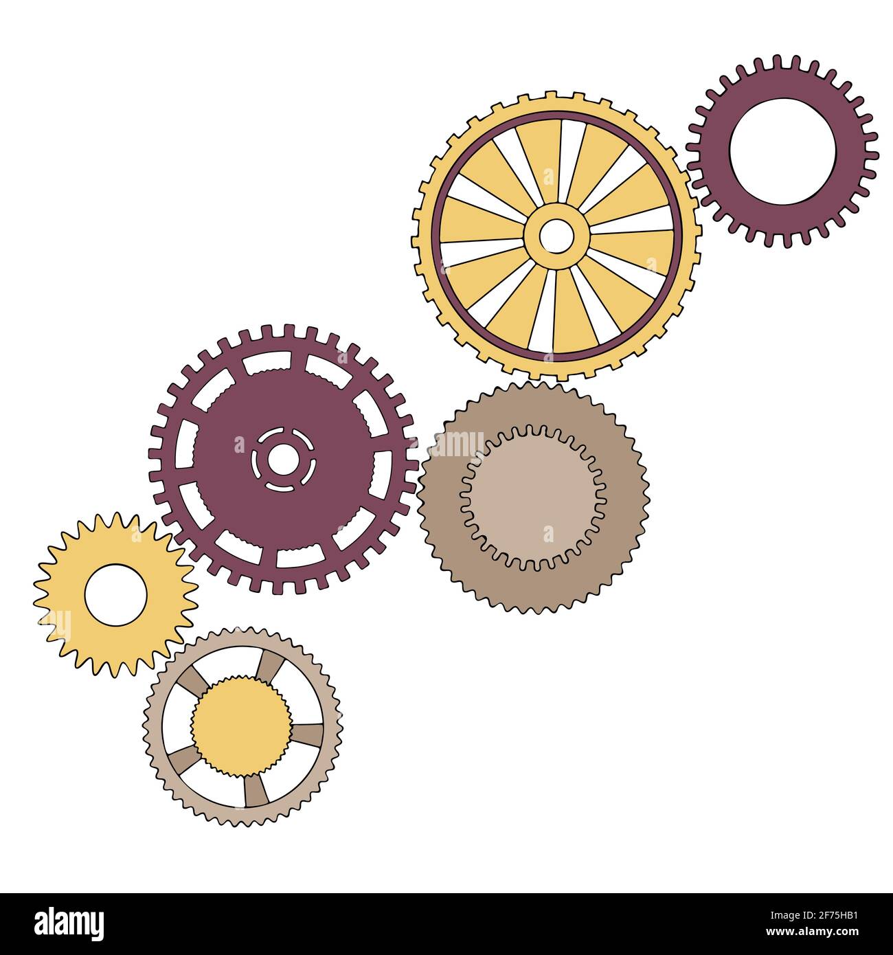 Vector illustration of a gear. Colored round gear elements of the ...