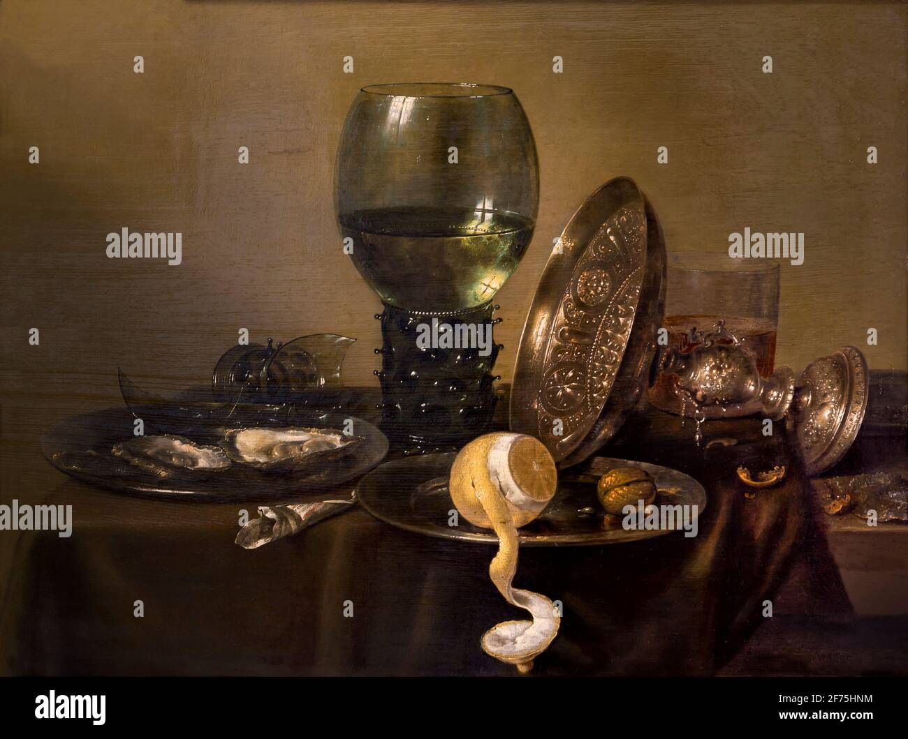 Still Life with Oysters, a Rummer, a Lemon and a Silver Bowl, by Willem ...