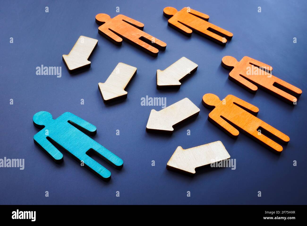 Resilience or bullying concept. People figures with arrows Stock Photo ...