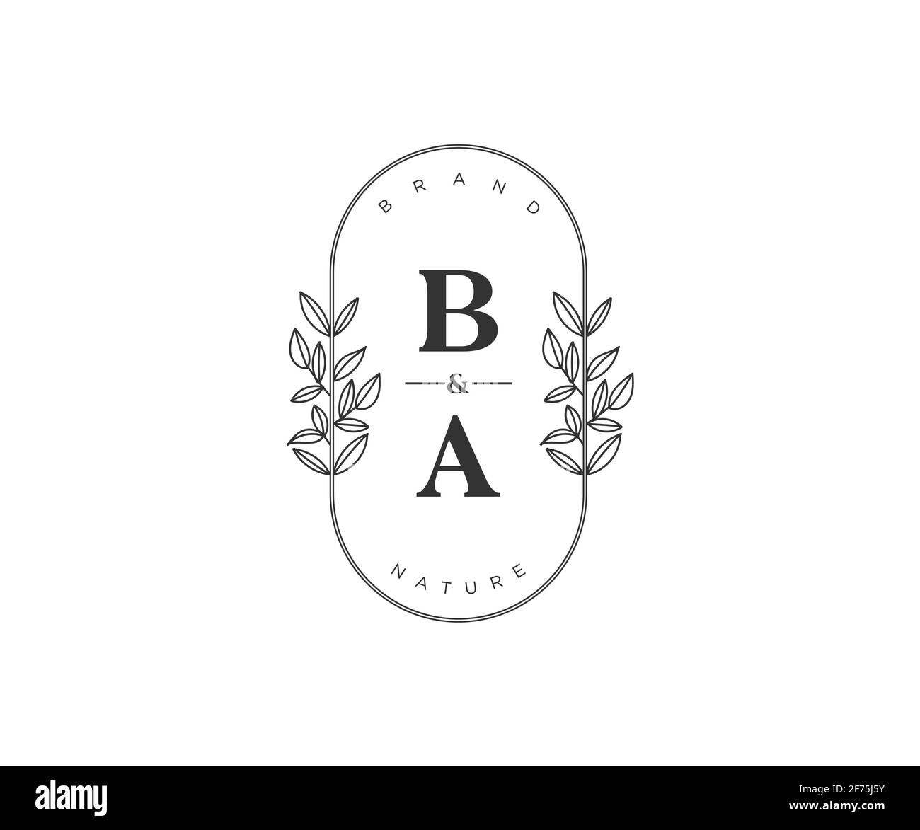 BA letters Beautiful floral feminine editable premade monoline logo ...
