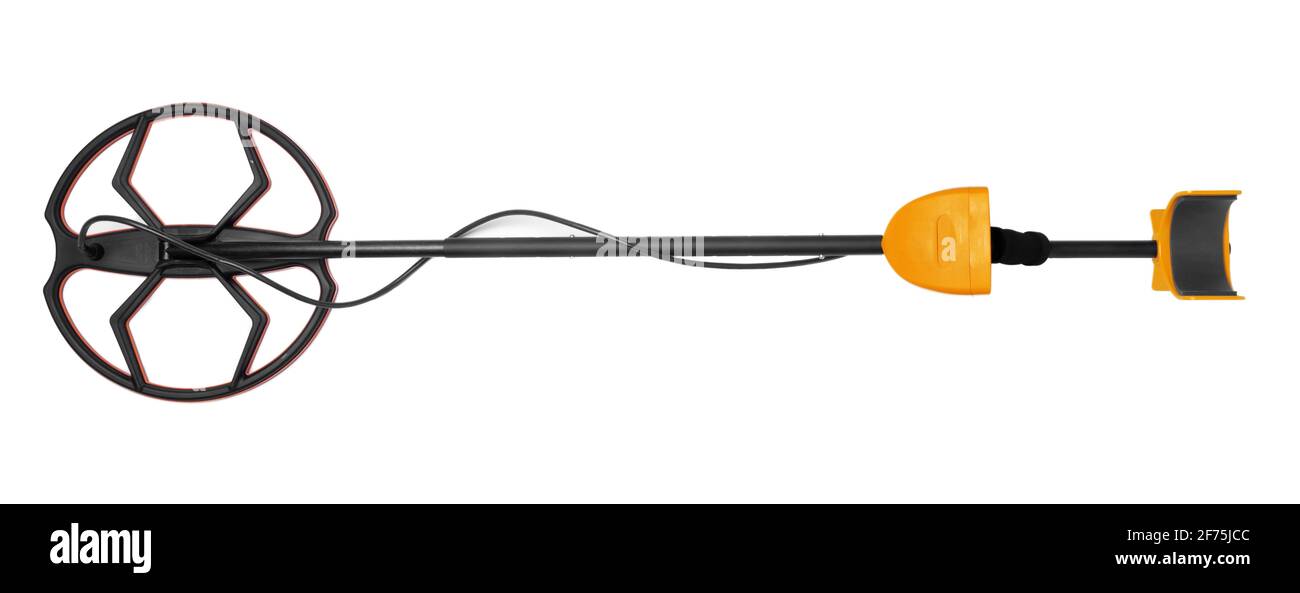 Modern metal detector isolated on white background Stock Photo - Alamy