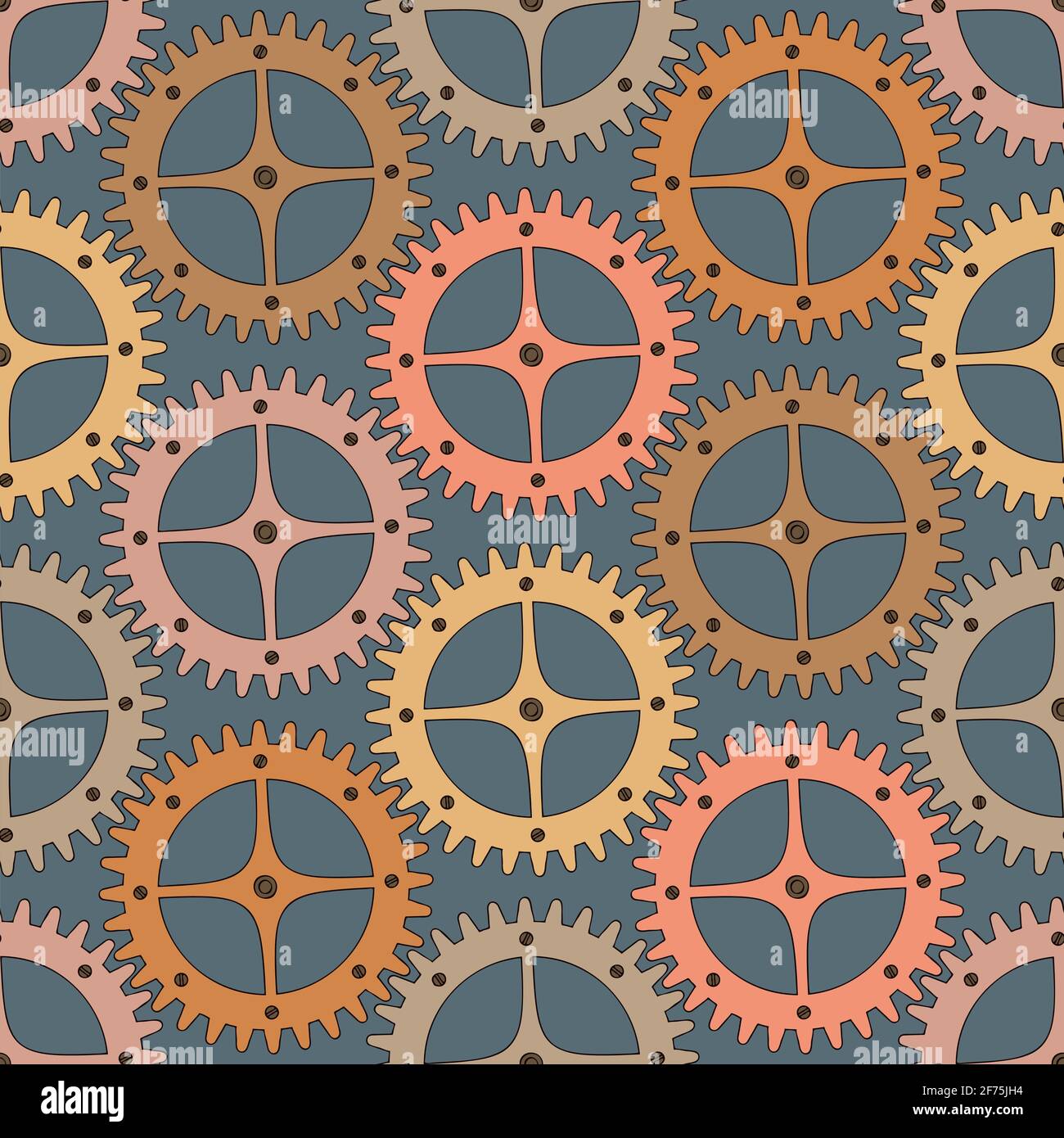 Vector illustration of a gear. Colored round gear elements of the ...