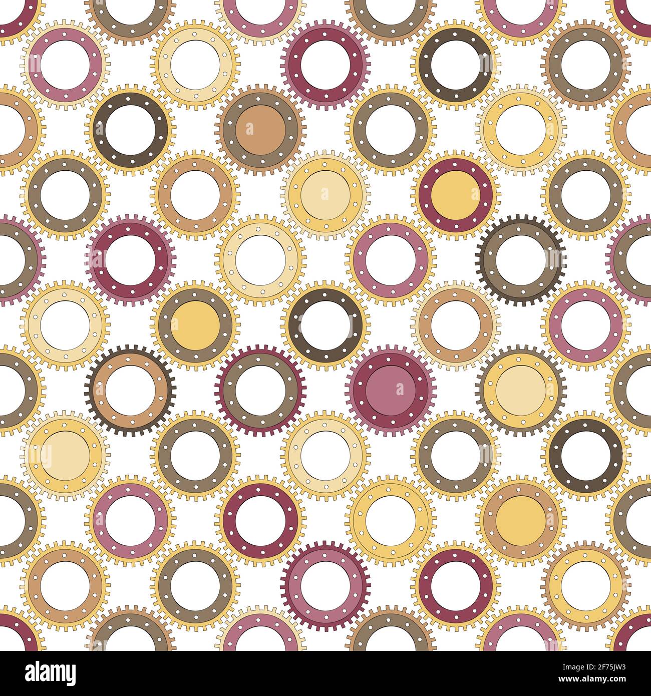 Vector seamless patern gears. Colored round gear elements of the ...