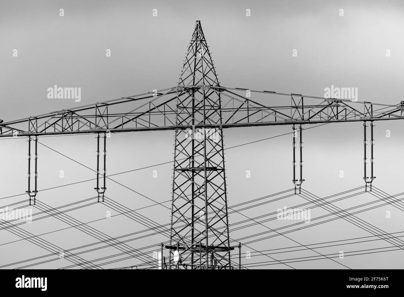 electric power lines and high voltage pole Stock Photo - Alamy