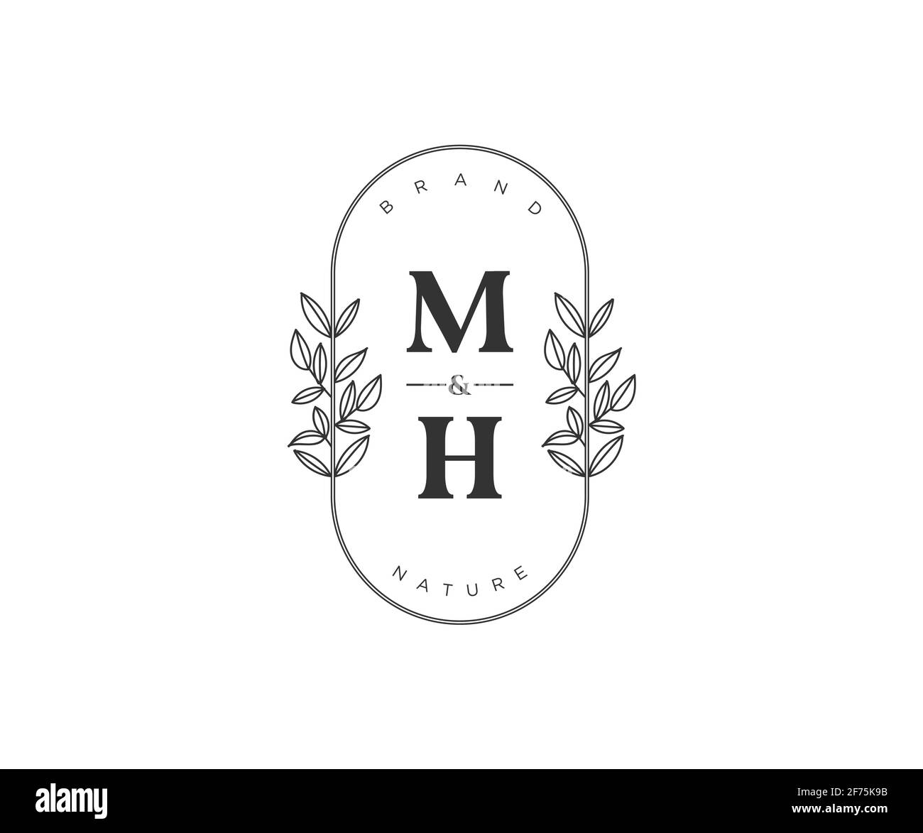 MH letters Beautiful floral feminine editable premade monoline logo ...