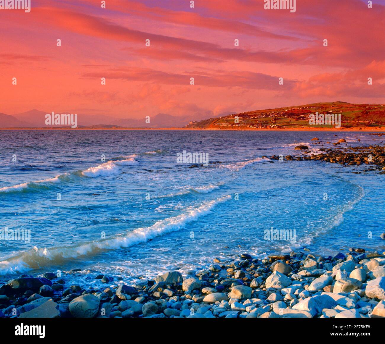 UK, Wales, Gwynedd, Harlech Castle from Shell Island, dawn Stock Photo ...