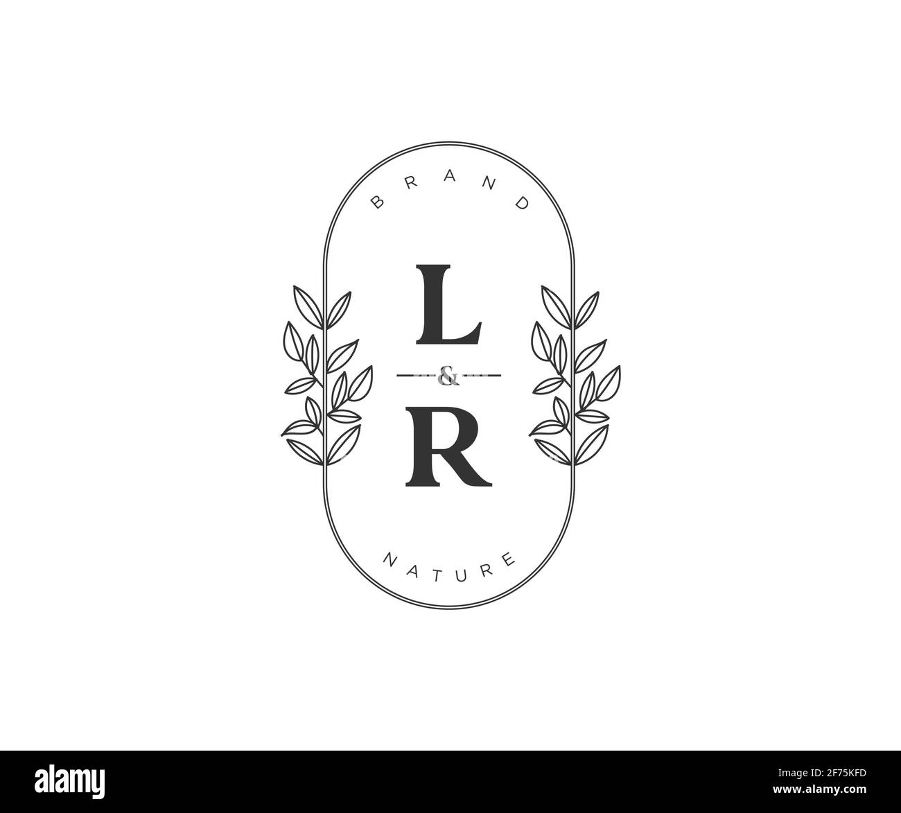 LR letters Beautiful floral feminine editable premade monoline logo ...