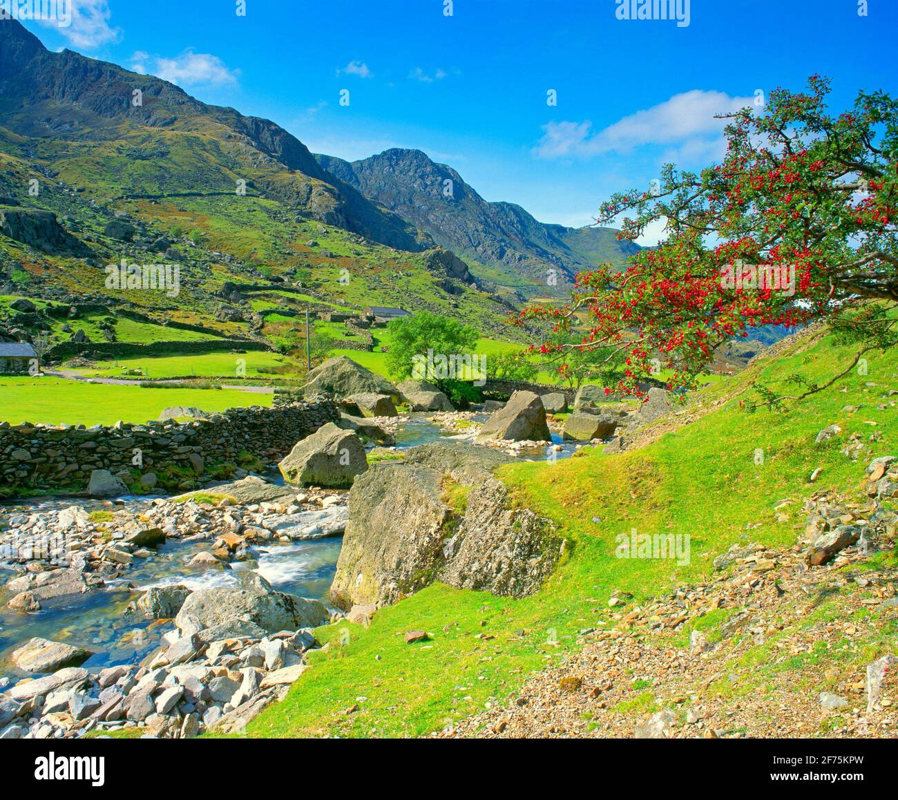 UK, Wales, Gwyned, Snowdonia National Park, Llanberis Pass, summer ...