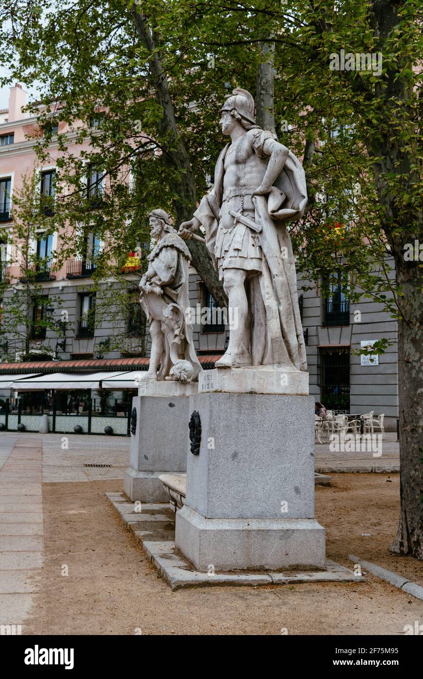 Madrid, Spain - April, 2, 2021: Statues of Historic Spanish Kings in ...