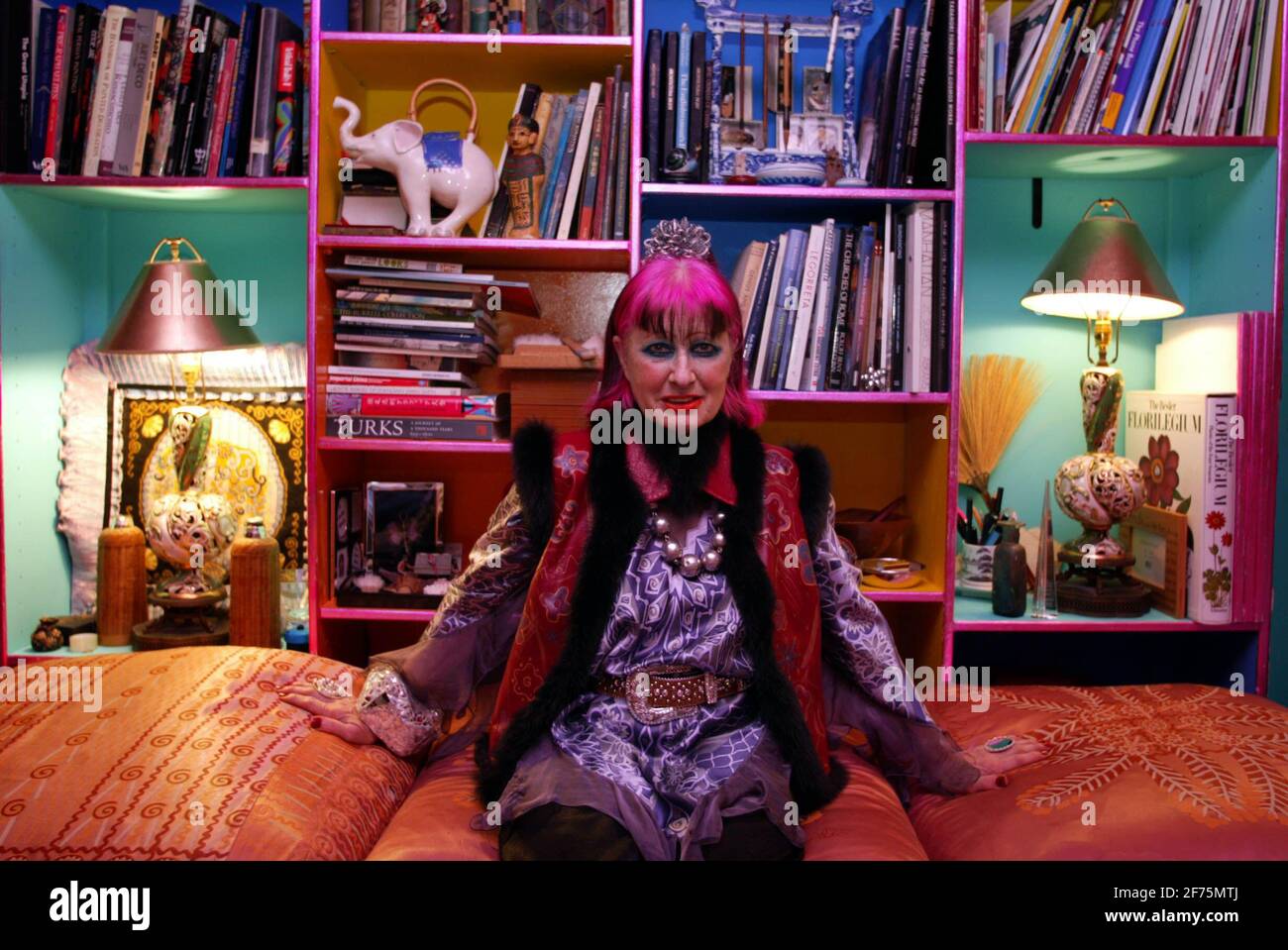 Zandra Rhodes in her home in south London.pic David Sandison 23/1/2006 ...