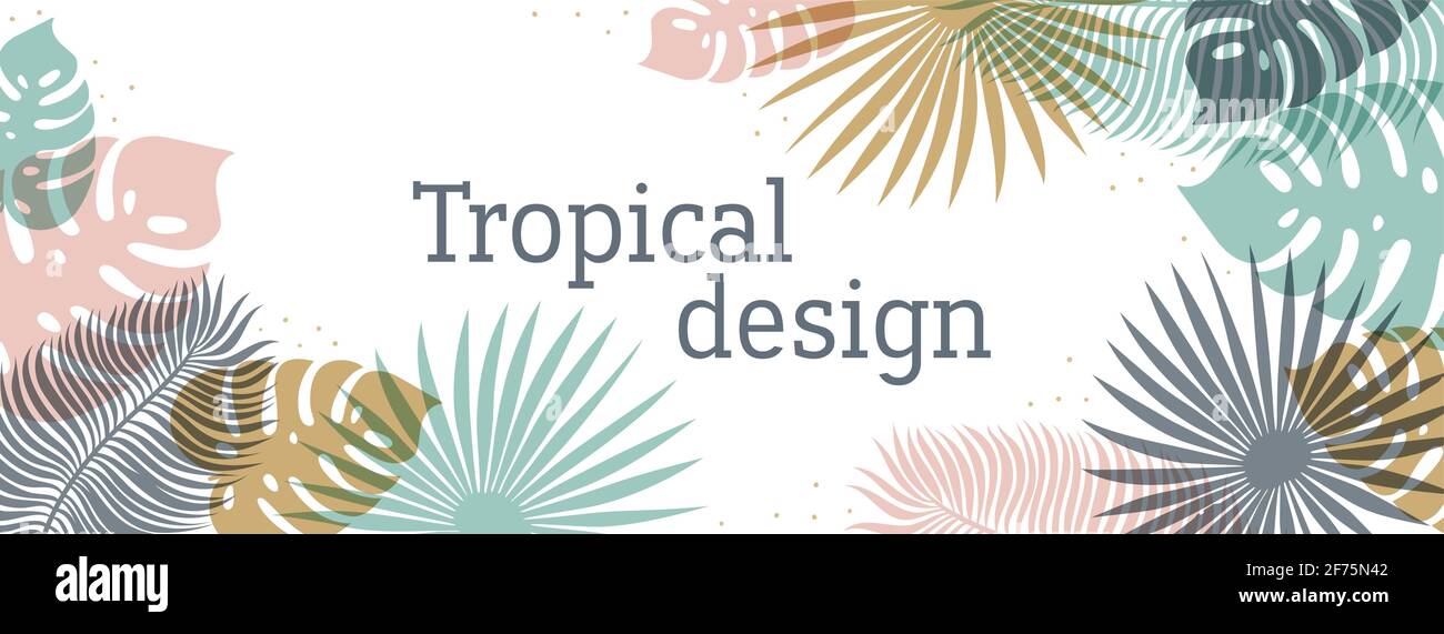 Tropical round shape frame in pastel colors. Summer tropical design ...