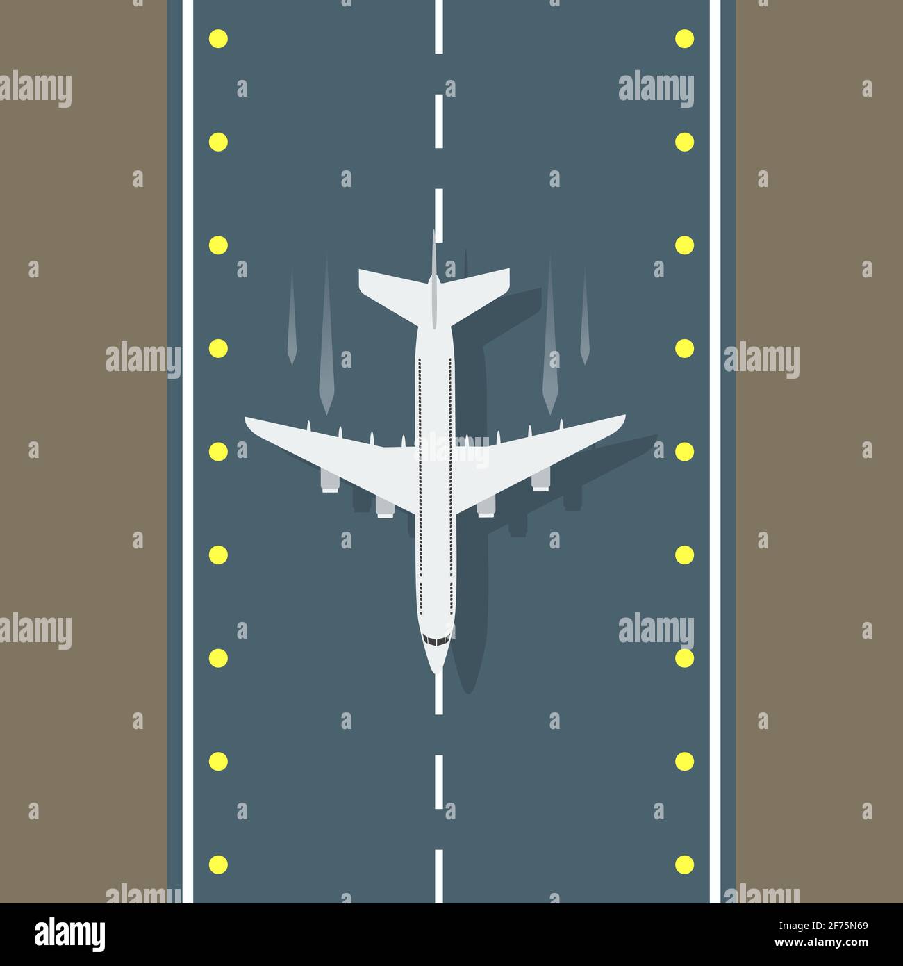 Airstrip with airplane aerial top view for your design. Vector ...