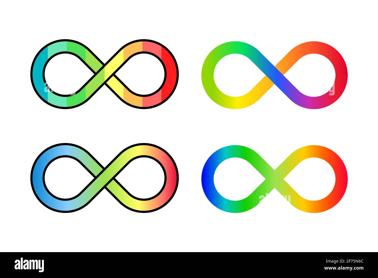 Infinity loop rainbow icon set. Neurodiversity concept. Autism ...