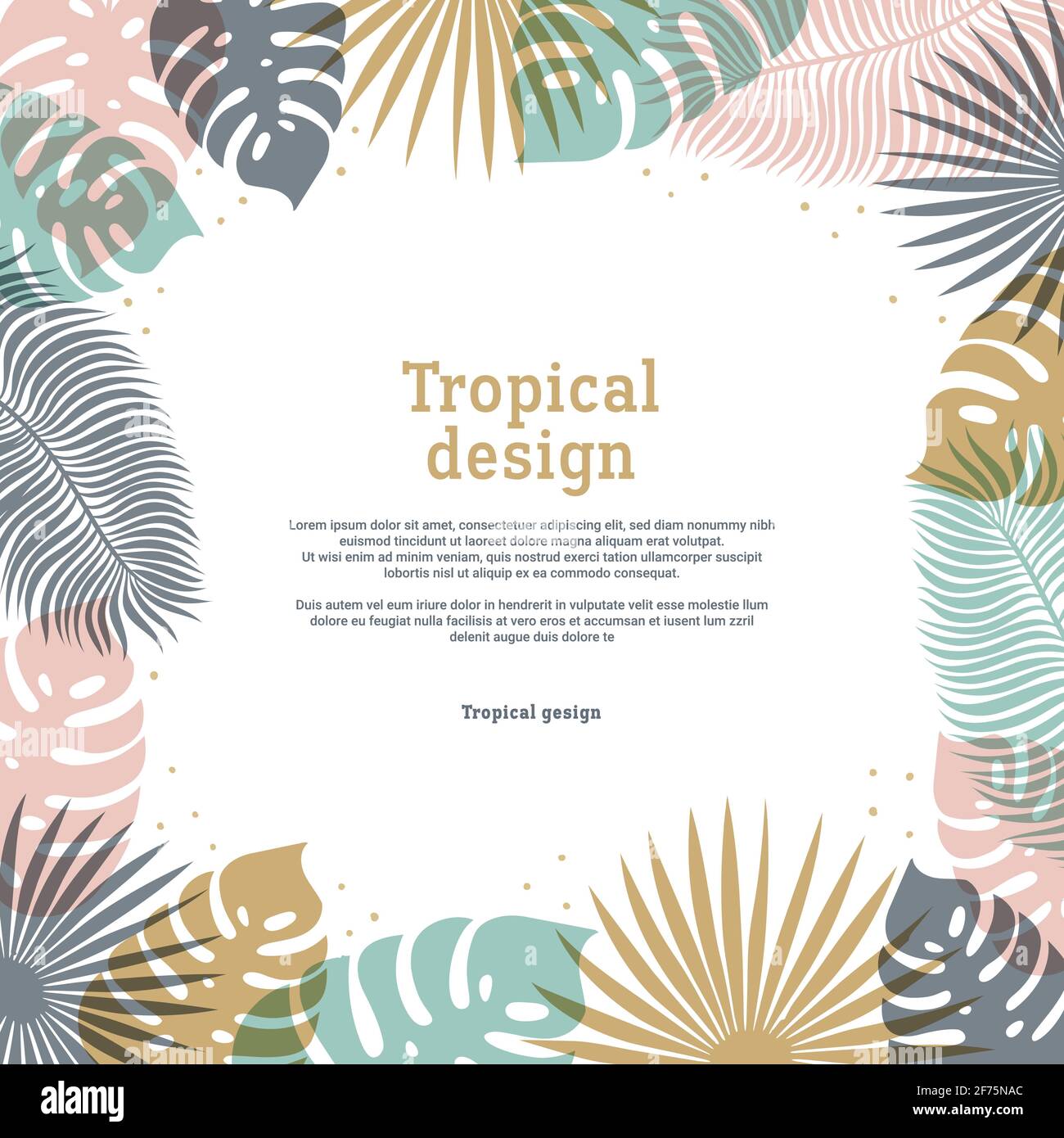 Tropical frame in pastel colors. Summer tropical design with exotic ...