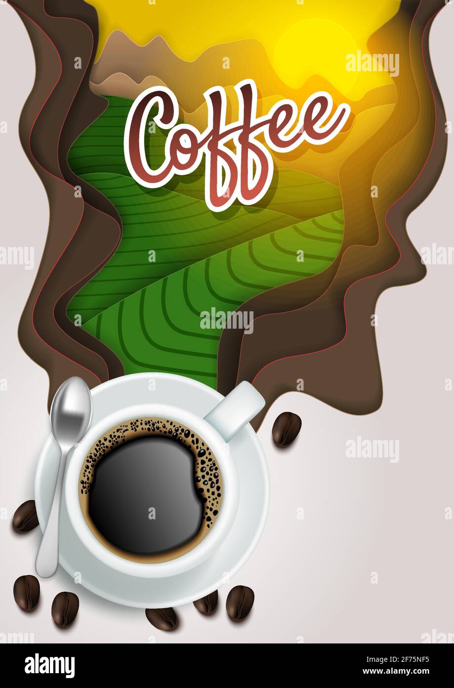 Trendy coffee concept vector paper art illustration Stock Vector Image ...