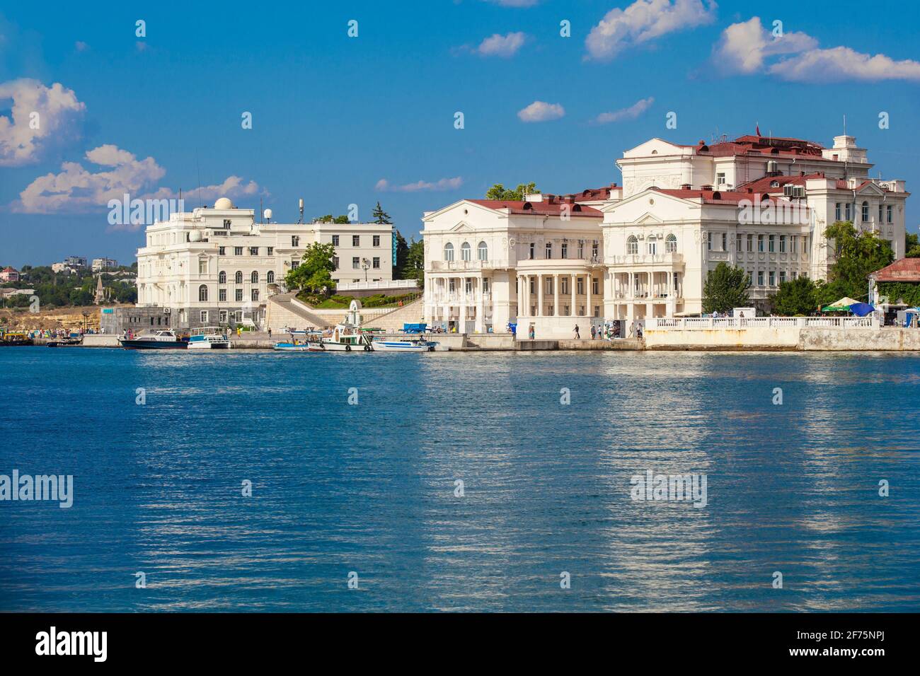 Ukraine, Crimea, Sevastopol, Buildings on Primorsky (seaside) boulevard ...