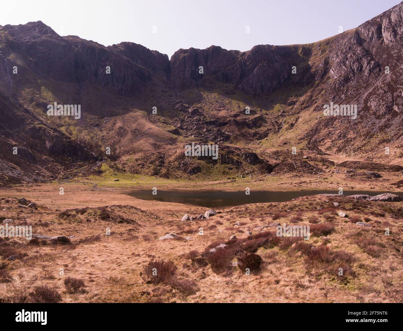 View across Llyn Idwal from Llyn Idwal circular walk public footpath ...