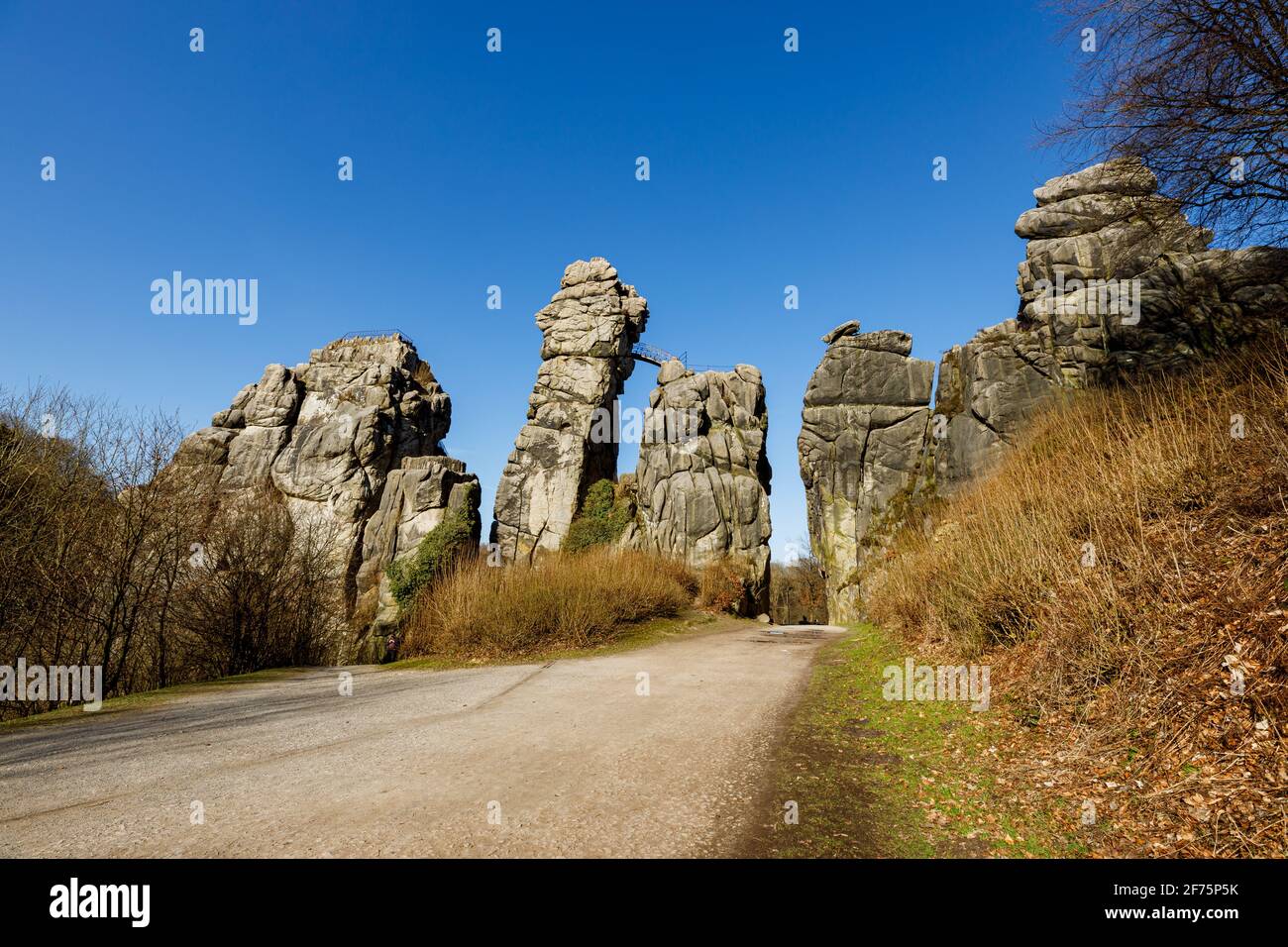 The Externsteine rock formation in the Teuteburg Forest in Germany ...