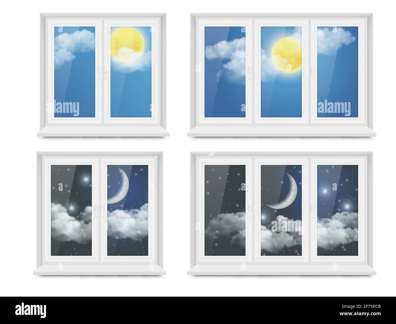 Vector realistic white plastic window icon set Stock Vector Image & Art ...