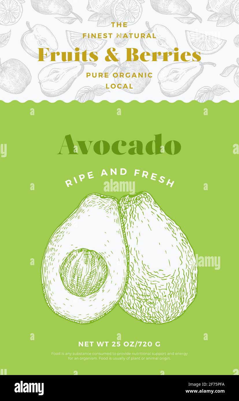 Fruits and Berries Pattern Label Template. Abstract Vector Packaging ...