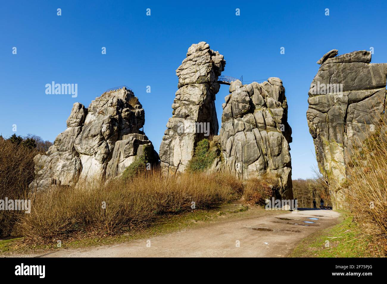 The Externsteine rock formation in the Teuteburg Forest in Germany ...