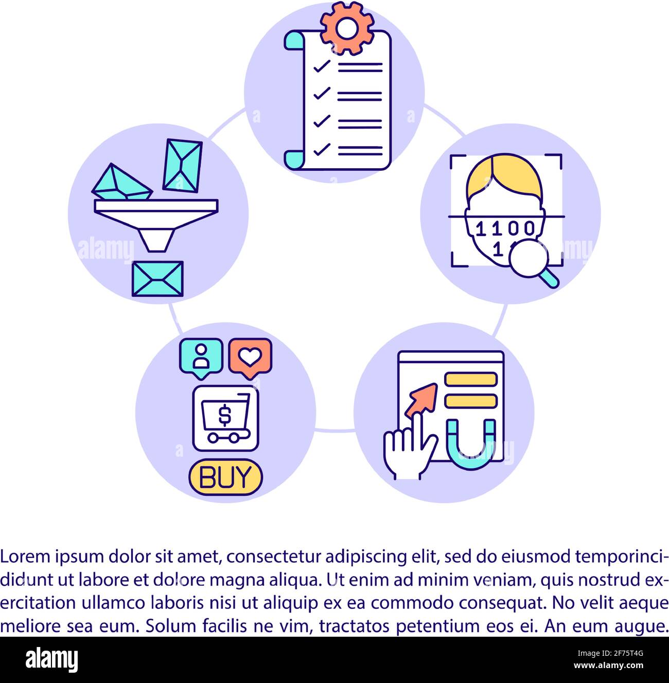 Adding smart rules to emails concept line icons with text Stock Vector ...