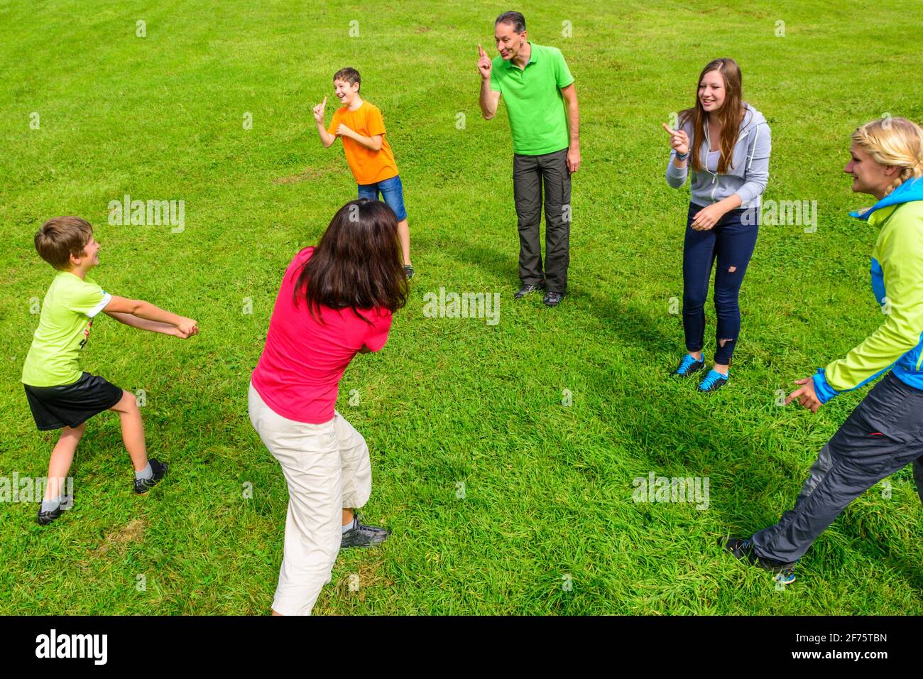 Funny afternoon in high ropes course Stock Photo - Alamy