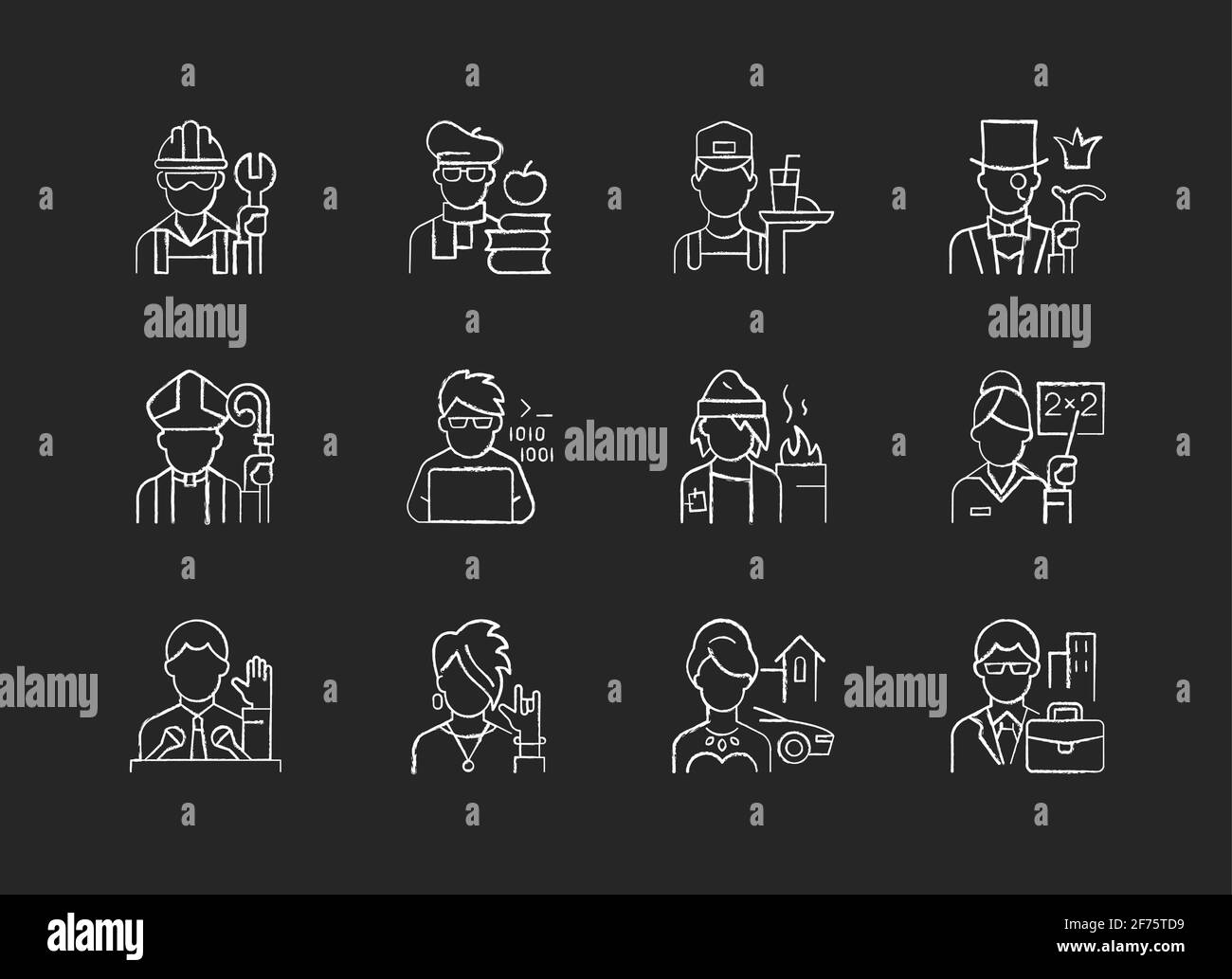 Social status chalk white icons set on black background Stock Vector ...