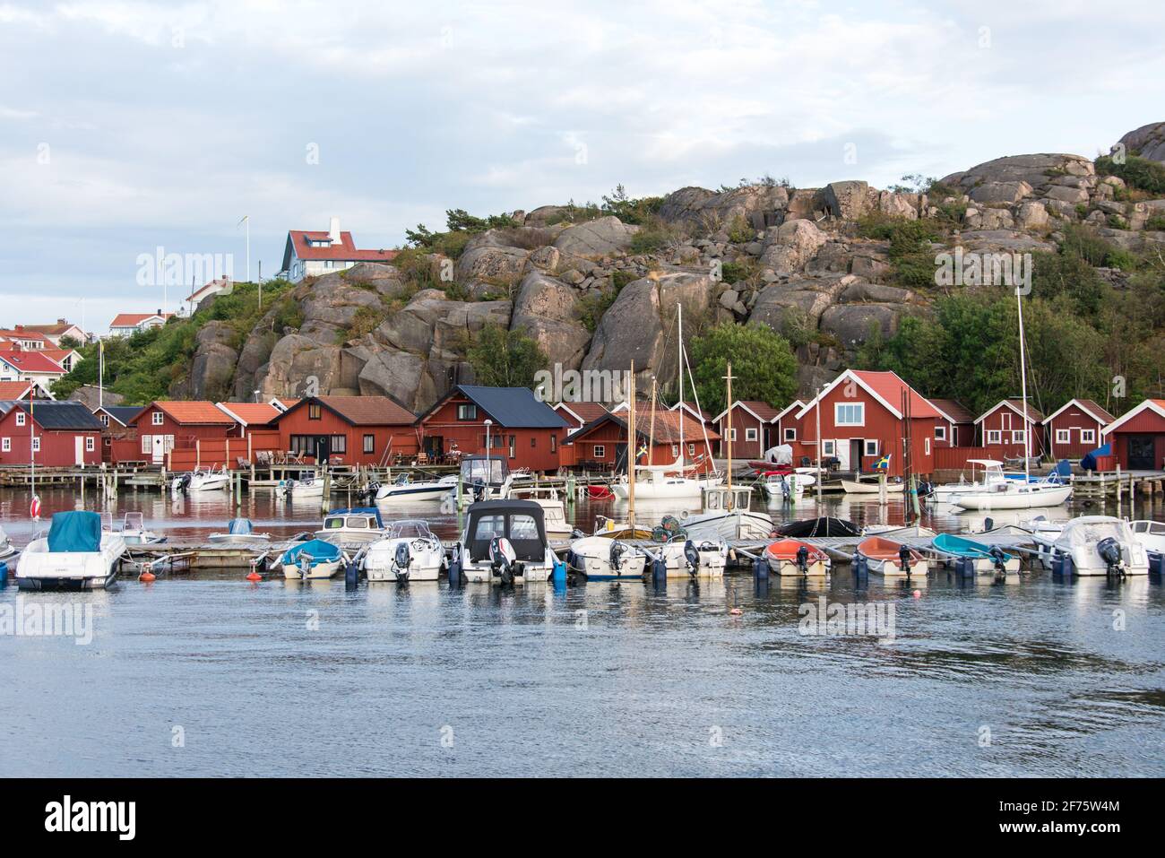 Boathouses at Bovallstrand harbour Stock Photo - Alamy
