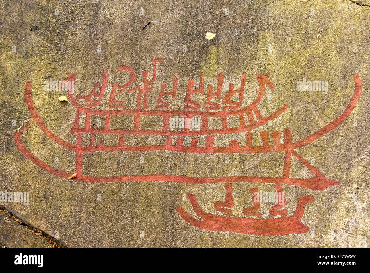Ship with warriors: Detail from the ancient rock carvings at Tanum in ...