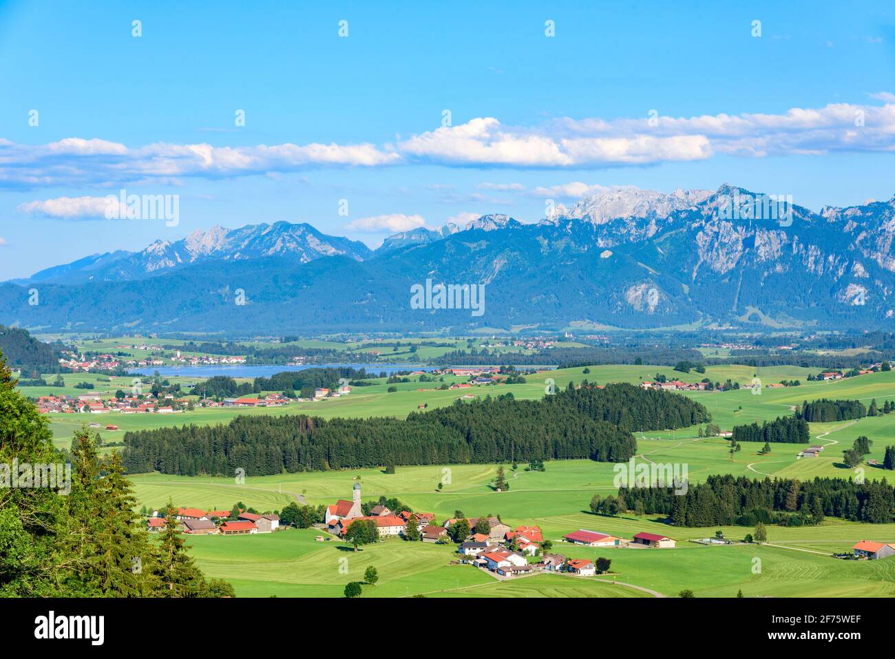 Beautiful countryside in the alpine foothills in bavarian Allgäu Stock ...