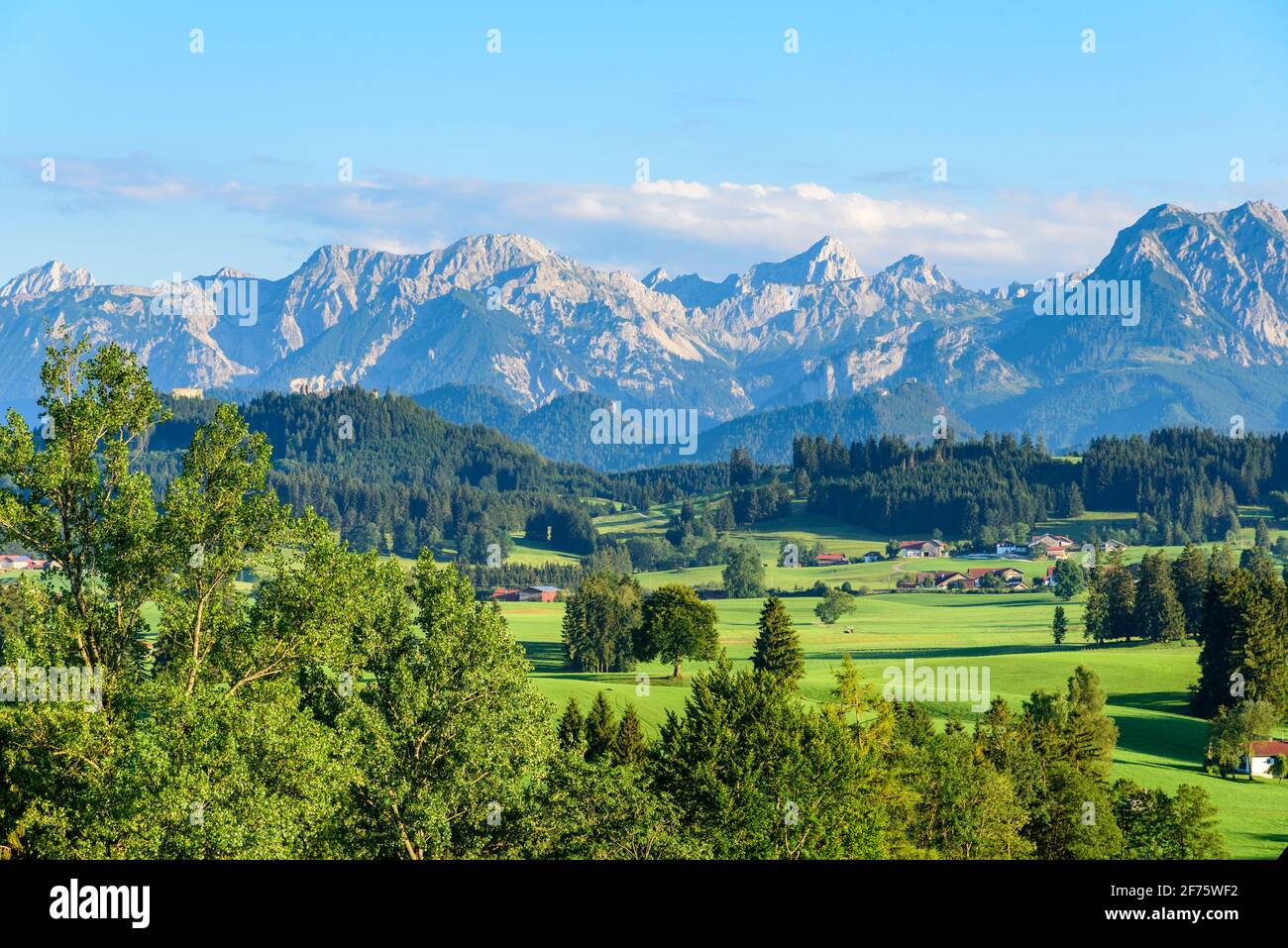 Beautiful countryside in the alpine foothills in bavarian Allgäu Stock ...