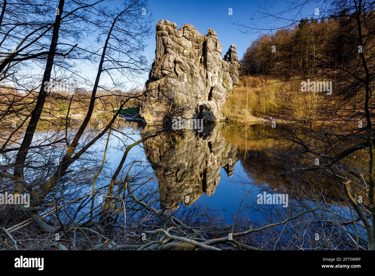 The Externsteine rock formation in the Teuteburg Forest in Germany ...
