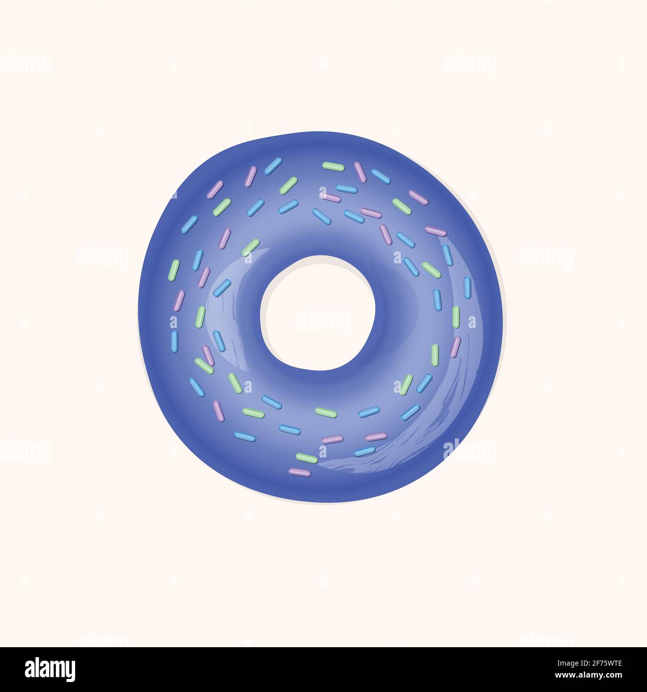 Donut with blue icing and multicolored powder isolated on a white ...