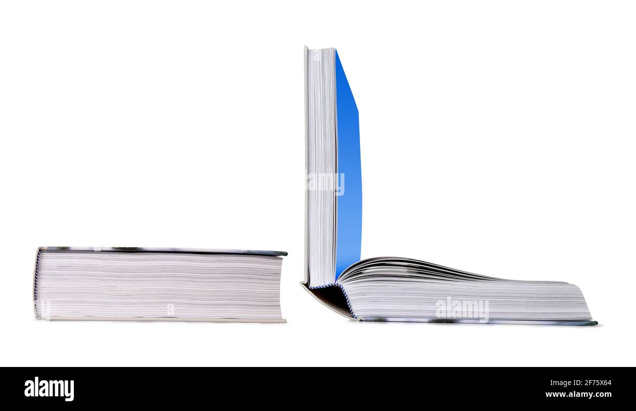 Open and closed book isolated on a white background Stock Photo - Alamy