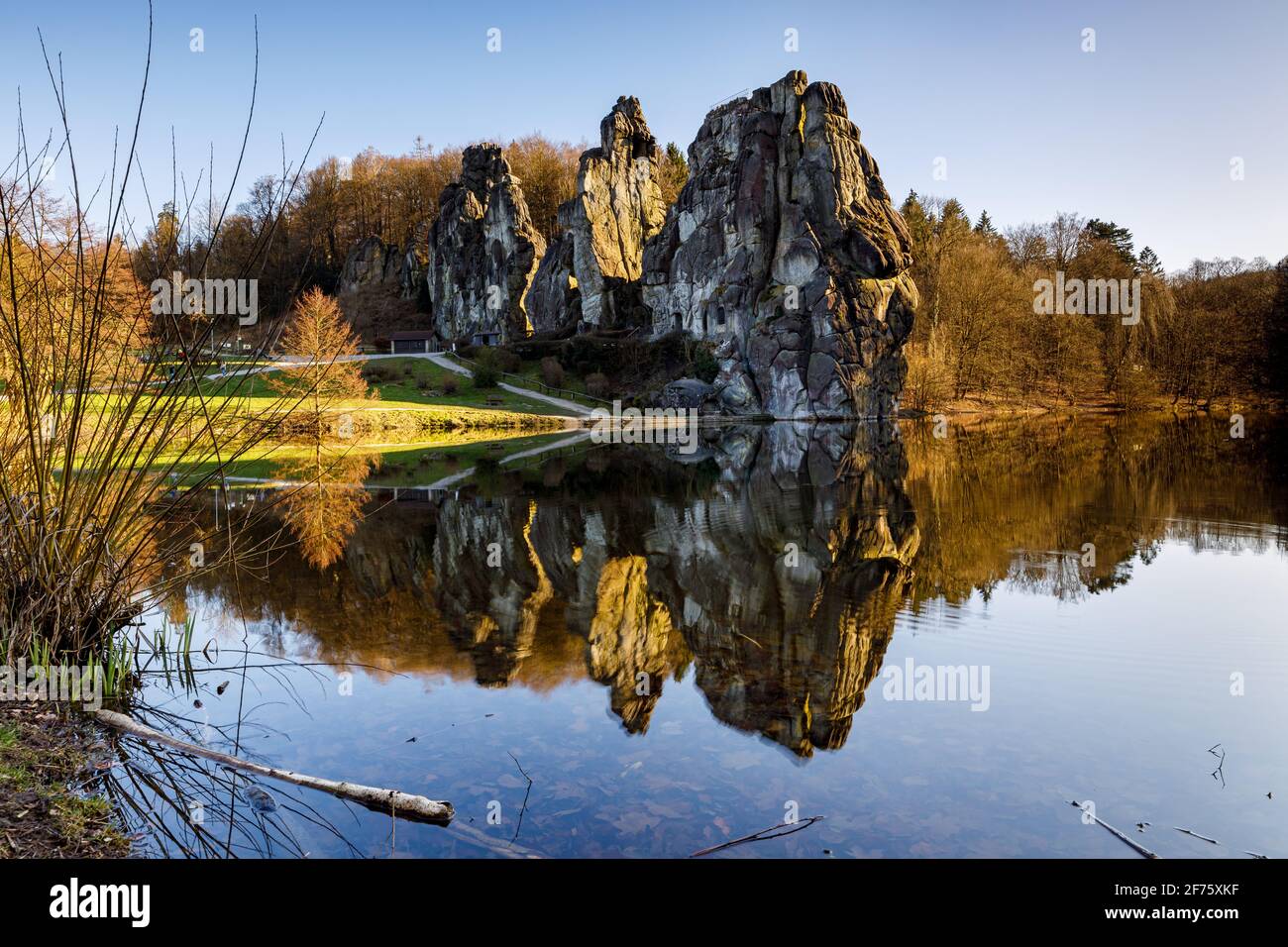 The Externsteine rock formation in the Teuteburg Forest in Germany ...