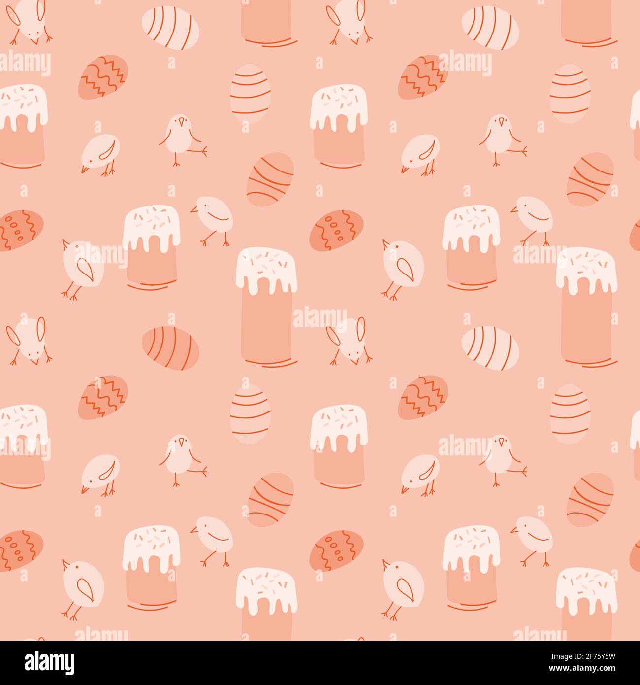 Easter seamless pattern pastel pink color in cartoon style with Easter ...