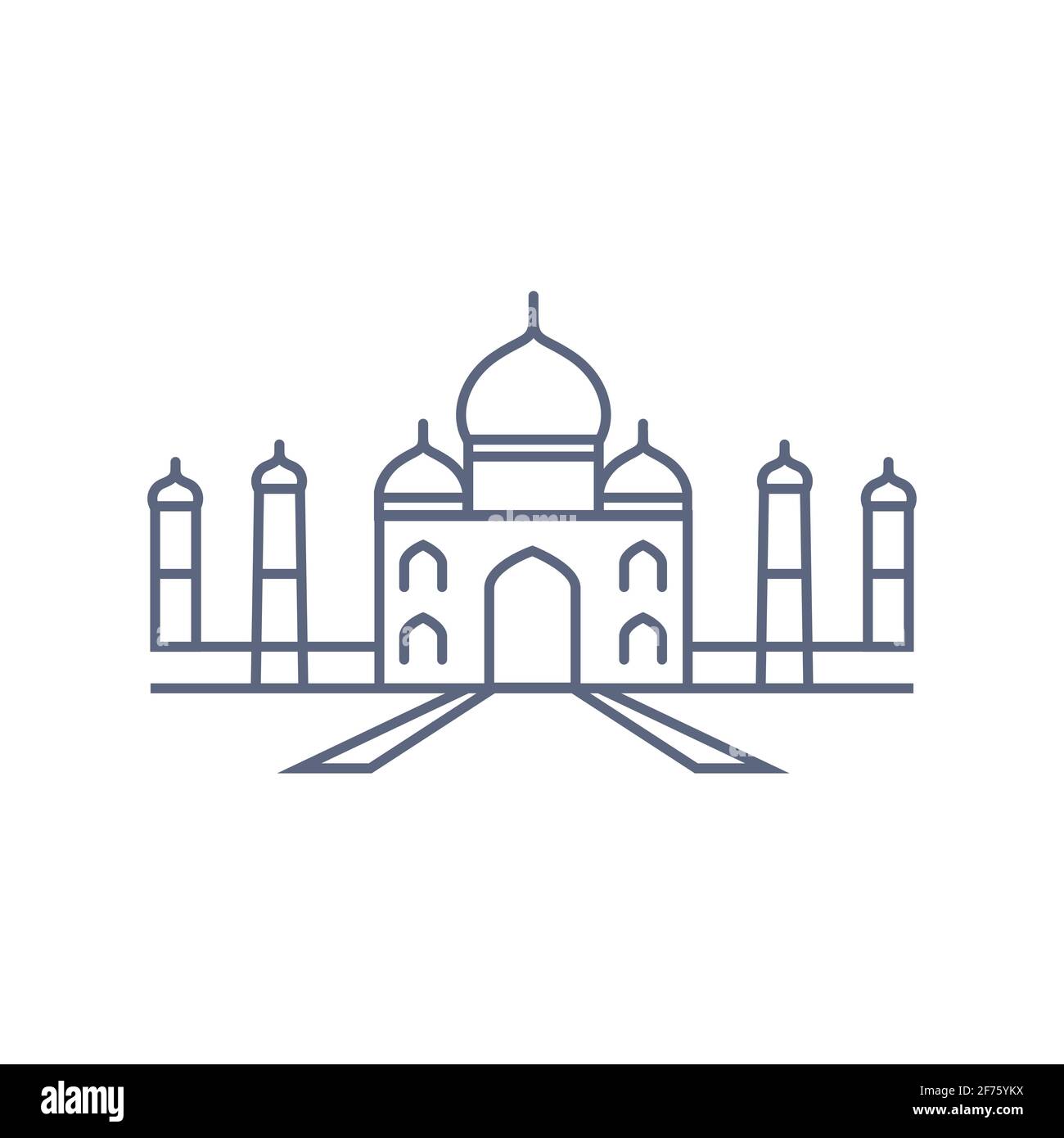 Taj mahal line icon - Indian palace simple linear pictogram on white ...