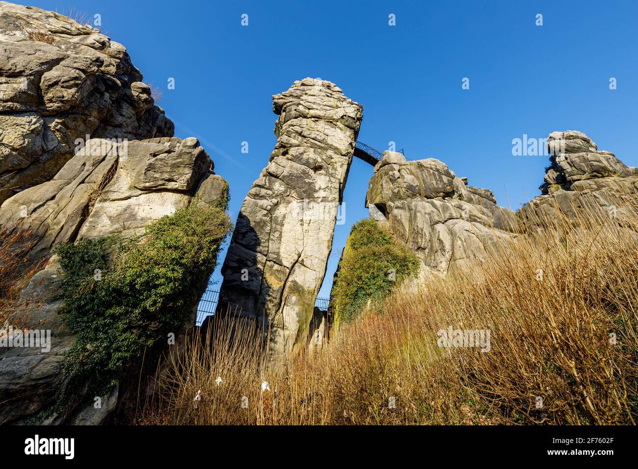 The Externsteine rock formation in the Teuteburg Forest in Germany ...