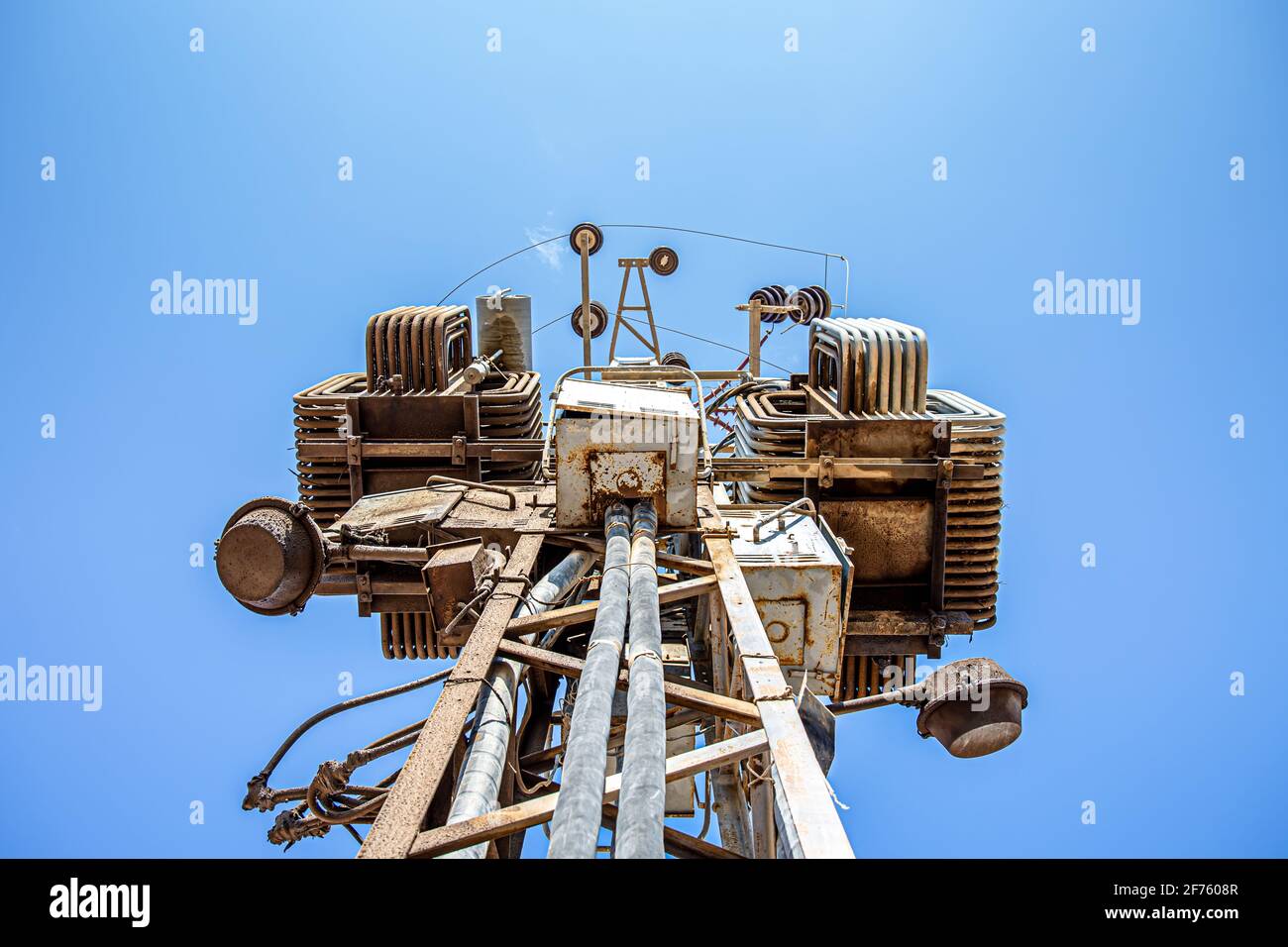High voltage circuit breaker in an electrical substation Stock Photo ...