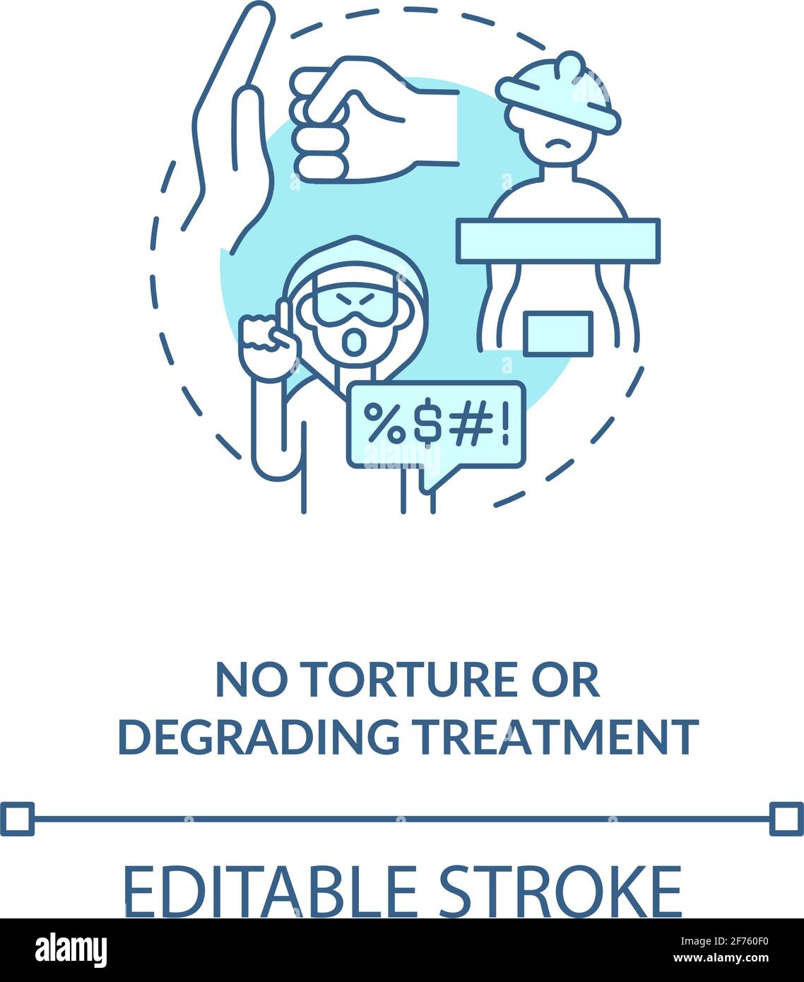 No torture or degrading treatment blue concept icon Stock Vector Image ...