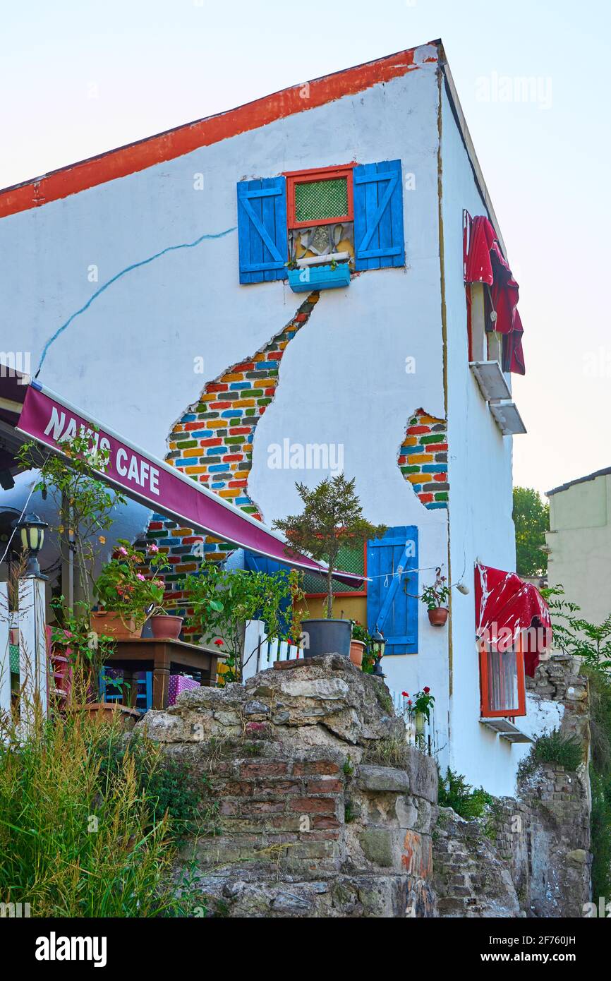 Istanbul colors. The details of the house are painted in bright colors ...